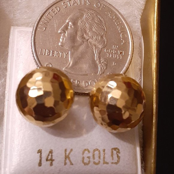 JCM | Jewelry | Jcm 4k Yellow Gold Texture Ball Stud Earrings | Poshmark